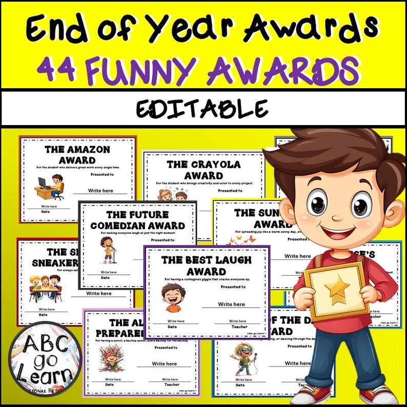 End of Year Awards | Funny Awards | Certificates | EDITABLE | Digital ...