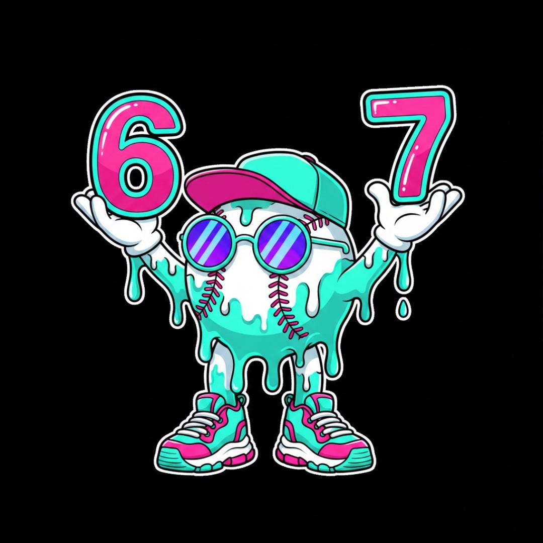 67 Six Seven Baseball Drip PNG | Dessin animé drôle 6 7 Meme | Baseball ...