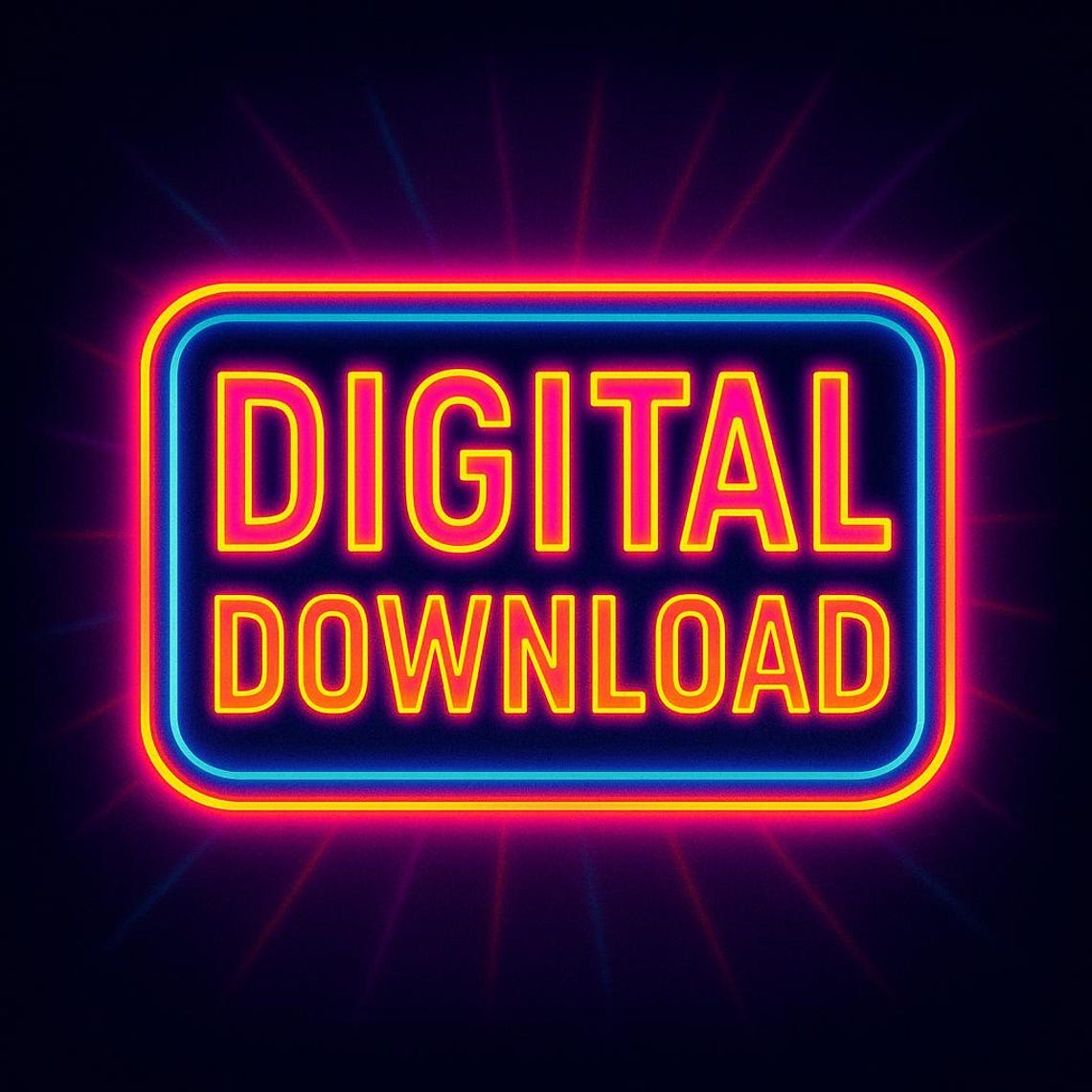 Neon DJ Cat Wall Art Retro Pop Digital Print Cool Cat Poster for Music ...