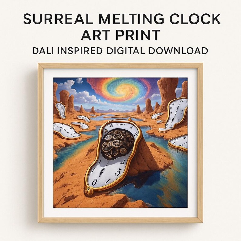 Surreal Melting Clock Art Print - Dali Inspired Digital Download - Etsy