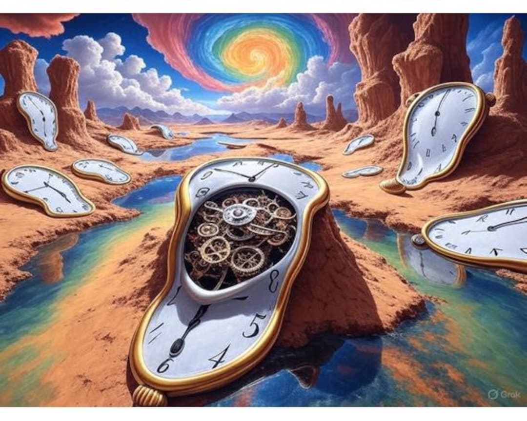 Surreal Melting Clock Art Print - Dali Inspired Digital Download - Etsy