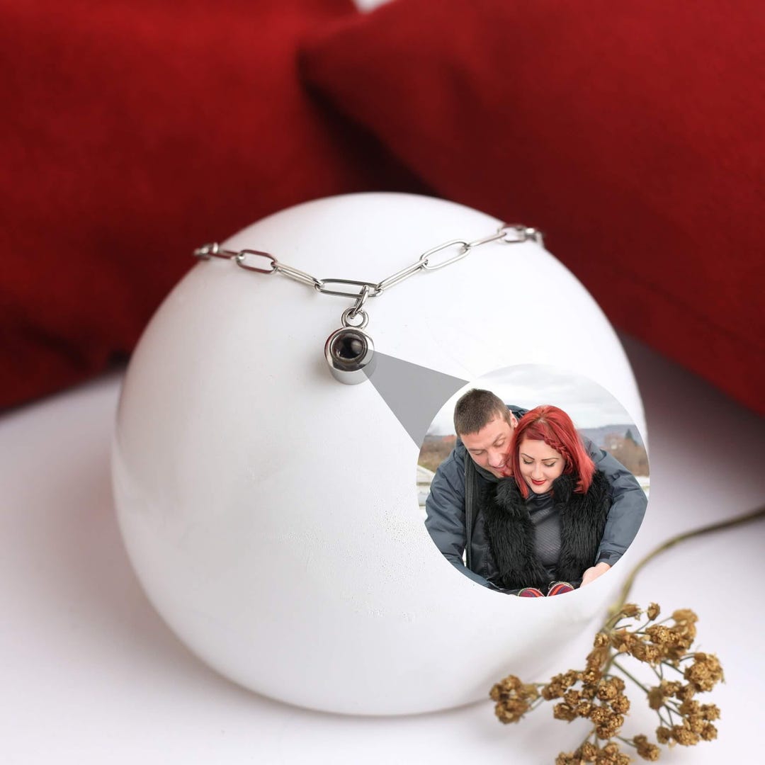 Custom Paperclip Photo Projection Bracelet, Hidden Picture Bead Chain ...