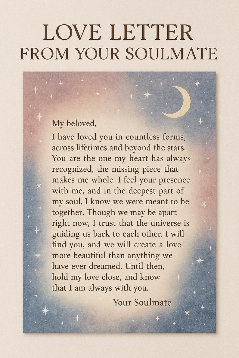 Soulmate Love Letter Printable | Romantic Spiritual Wall Art ...