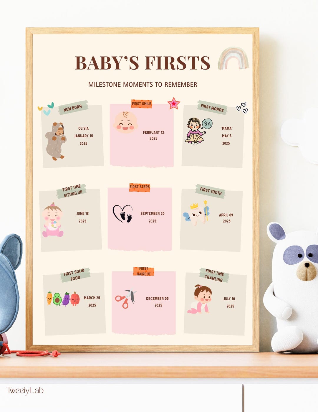 Printable Baby Milestone Poster – Fill-in Firsts – Newborn Memory ...