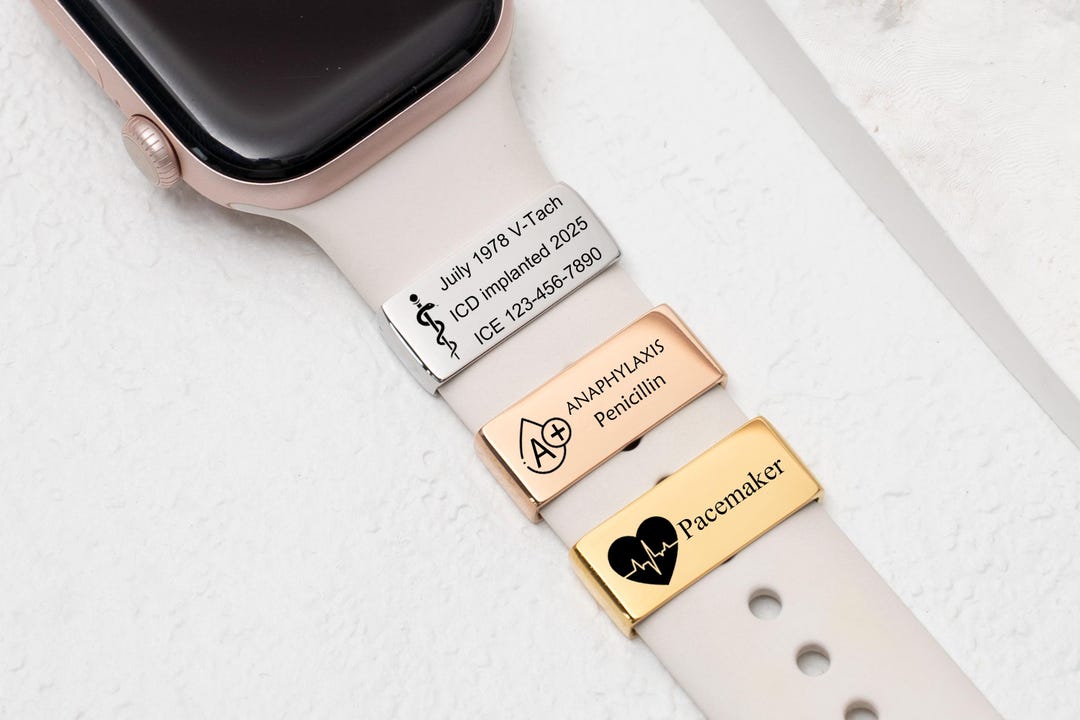 Personalized Medical ID Tag: Apple Watch, Garmin, Fitbit - Engraved ...