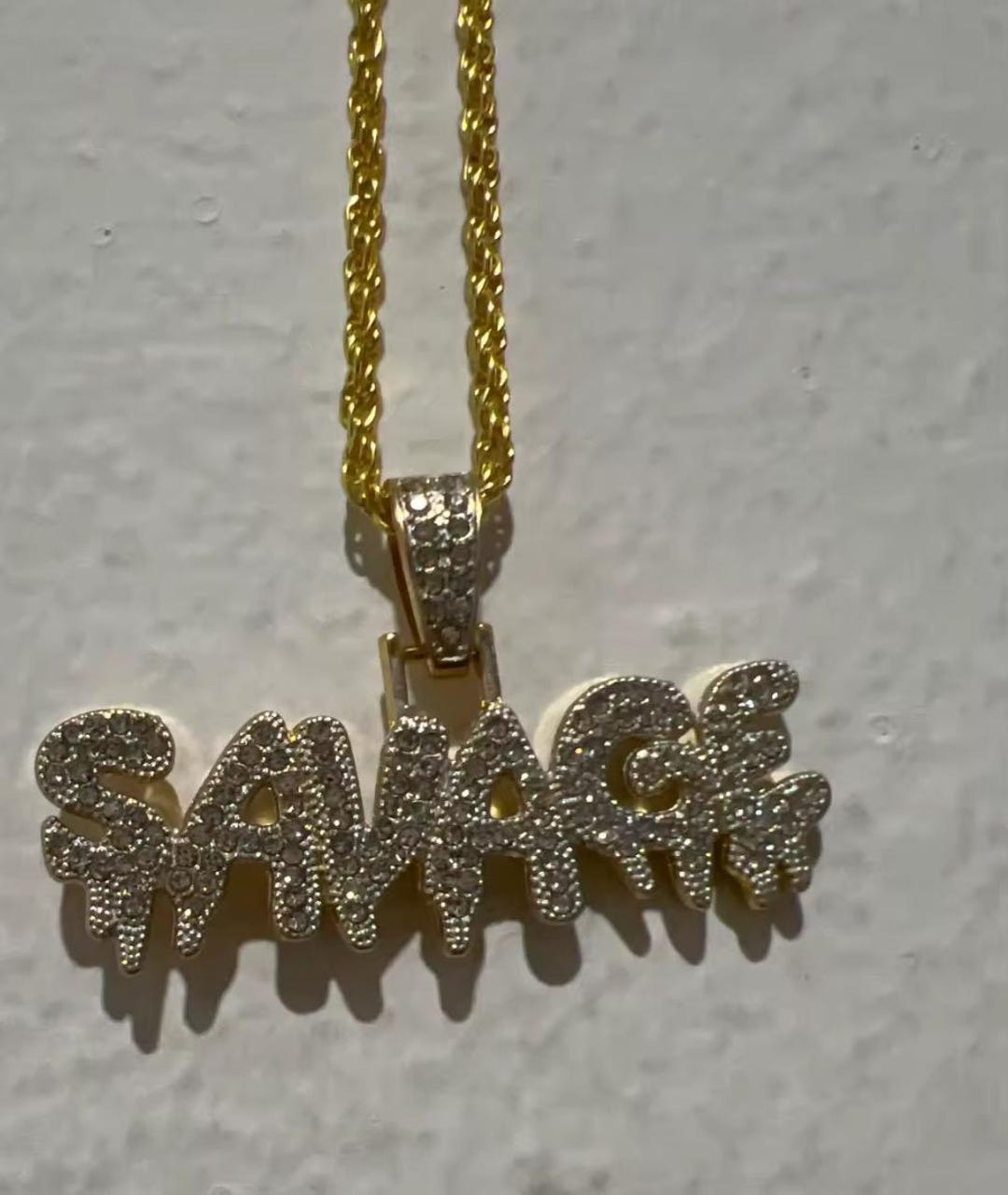 SAVAGE” Bling Pendant Necklace – Iced Out Gold or Silver Chain – Hip ...