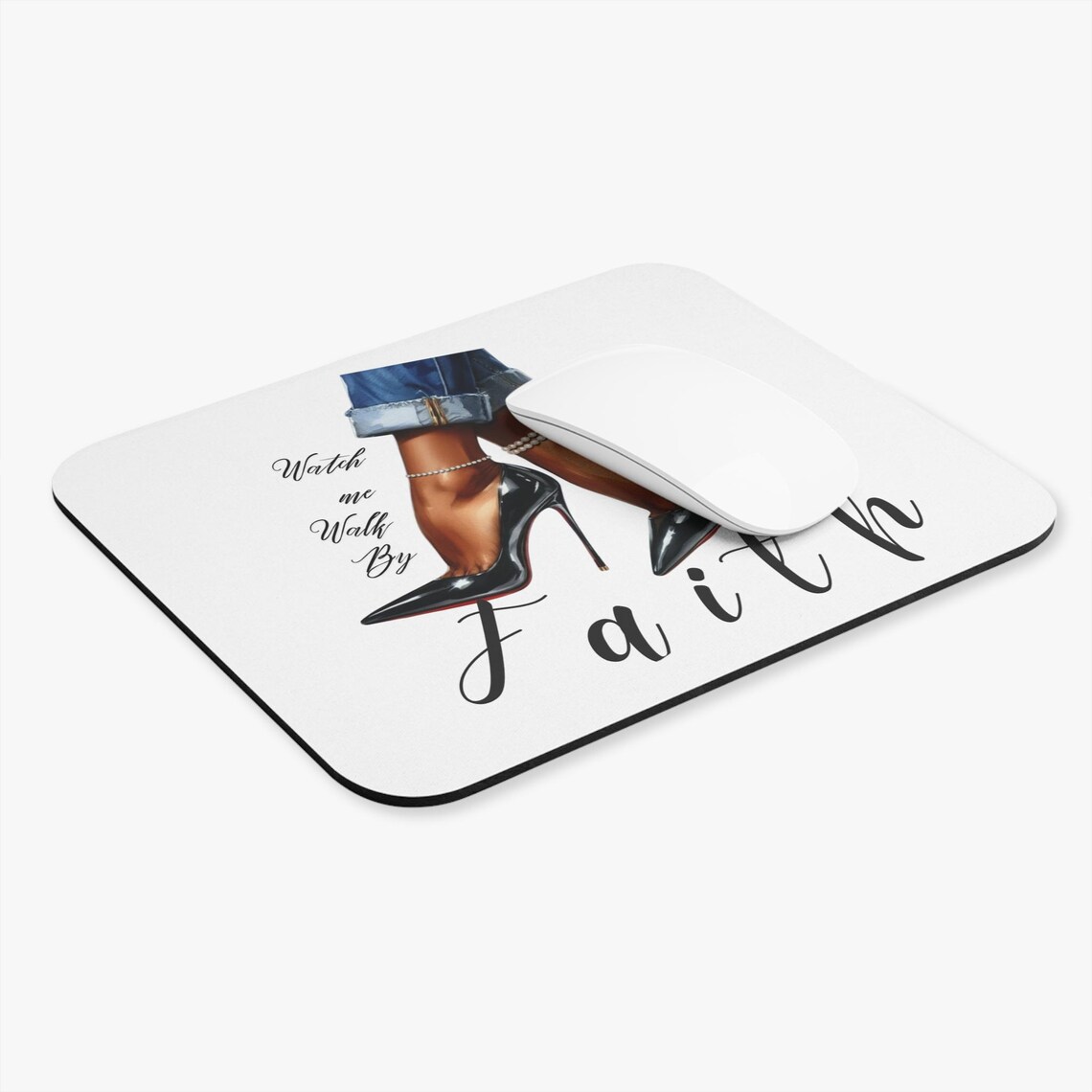 Woman in Heels Faith Mouse Pad | "walk by Faith" Desk Mat - Etsy