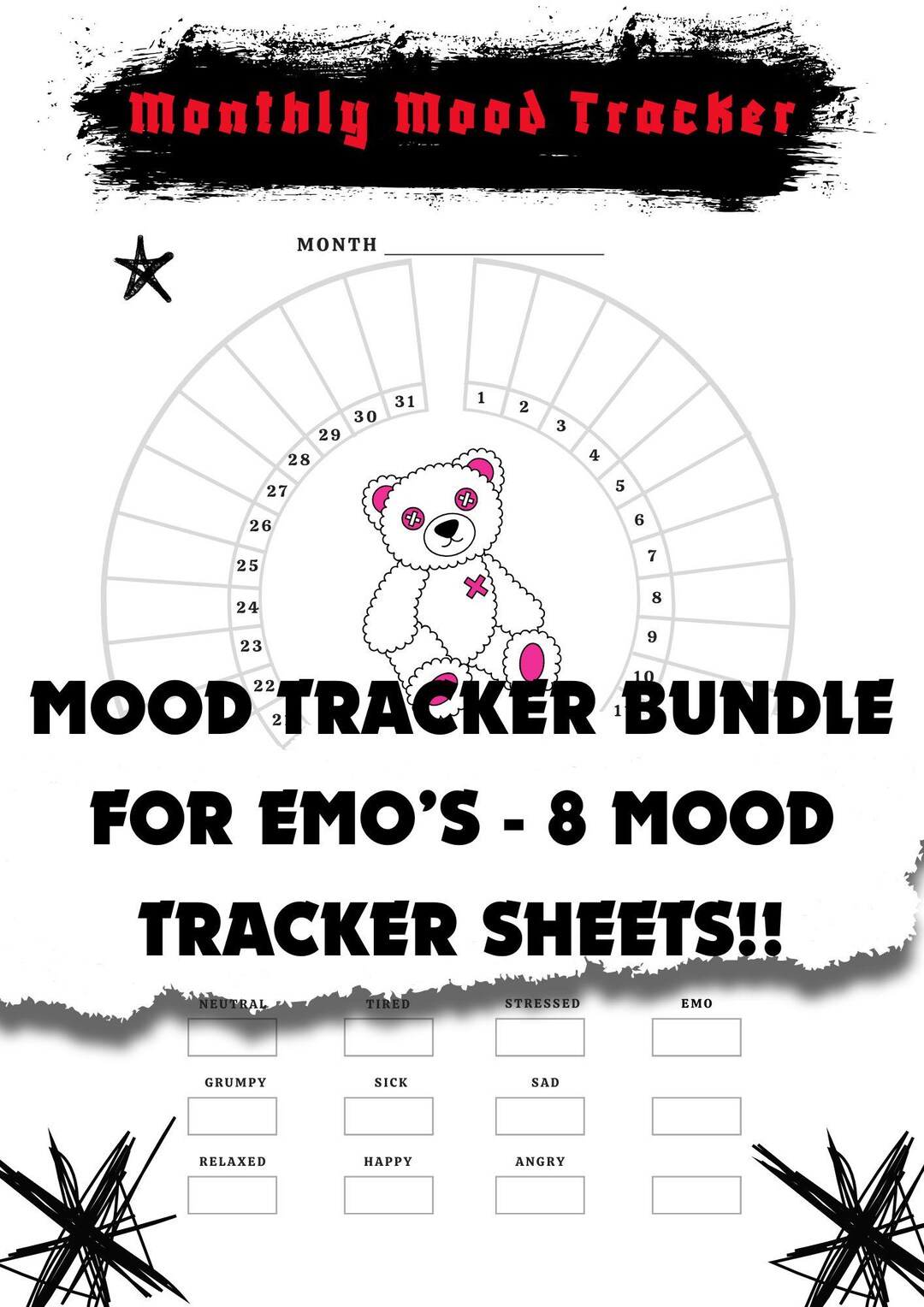 Emo Mood Tracker: Alt Journal Planner - Etsy