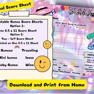 2000s Bunco Printable Scorecard – Y2K Dice Game Sheet – Cute Nostalgic ...