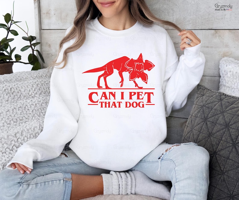 Can I Pet That Dog Demogorgon Devil Shirt Funny Stranger Upside Down ...