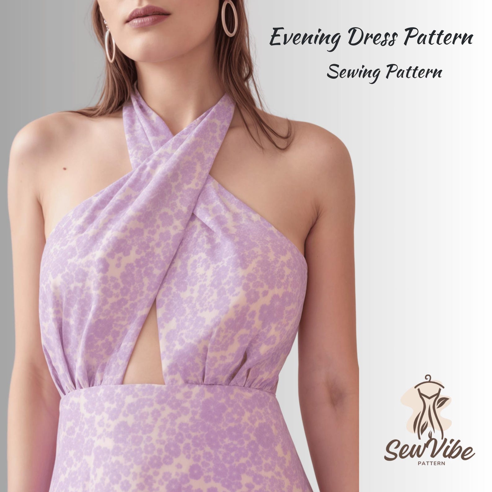 Evening Dress Sewing Pattern PDF | Halter Neck Maxi Dress Pattern ...