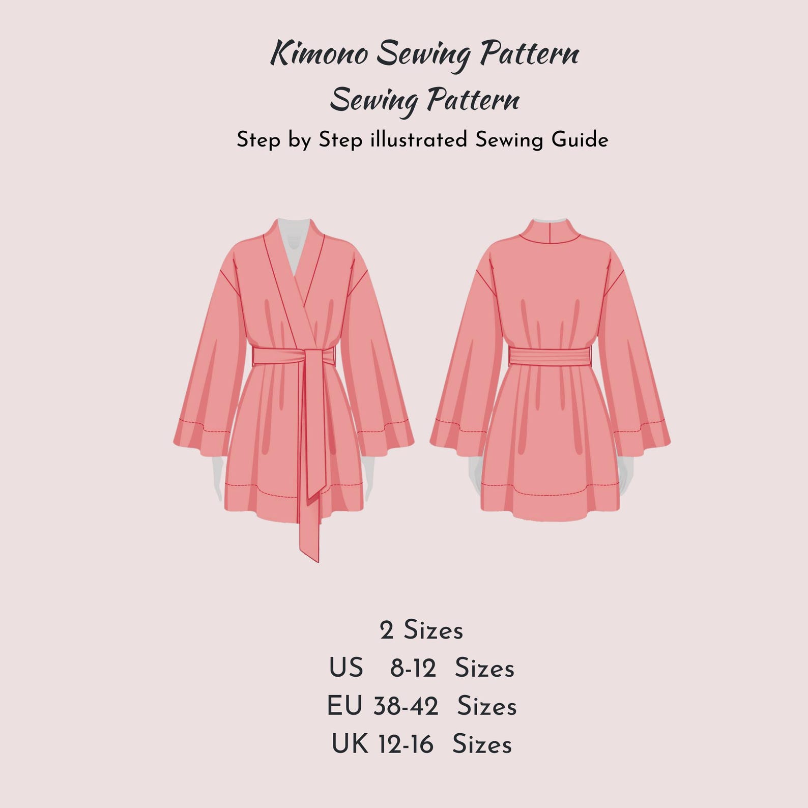 Kimono Robe Dress Sewing Pattern | PDF Digital Sewing Pattern for Women ...