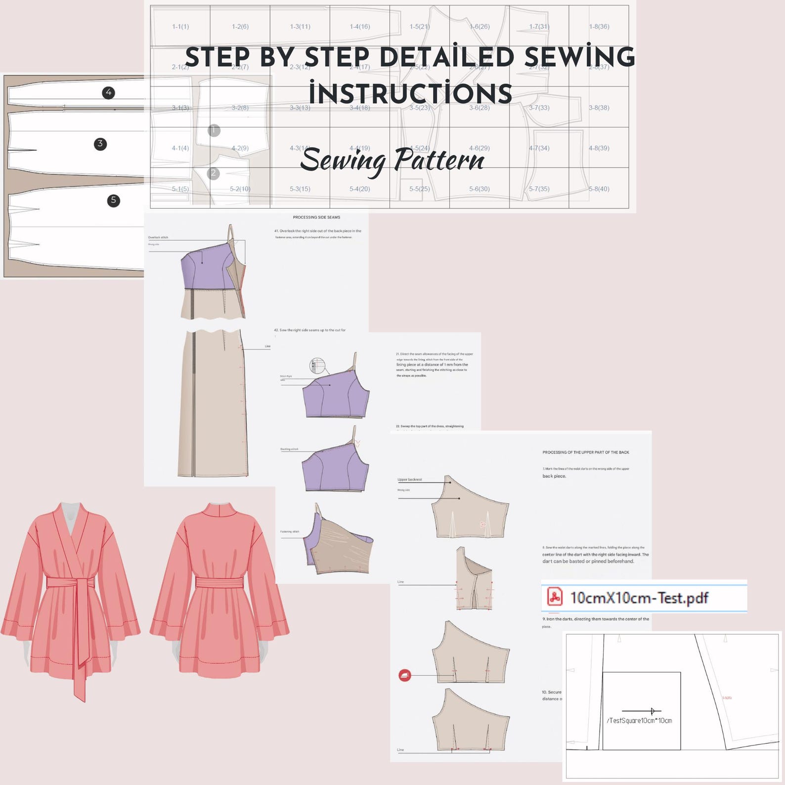 Kimono Robe Dress Sewing Pattern | PDF Digital Sewing Pattern for Women ...