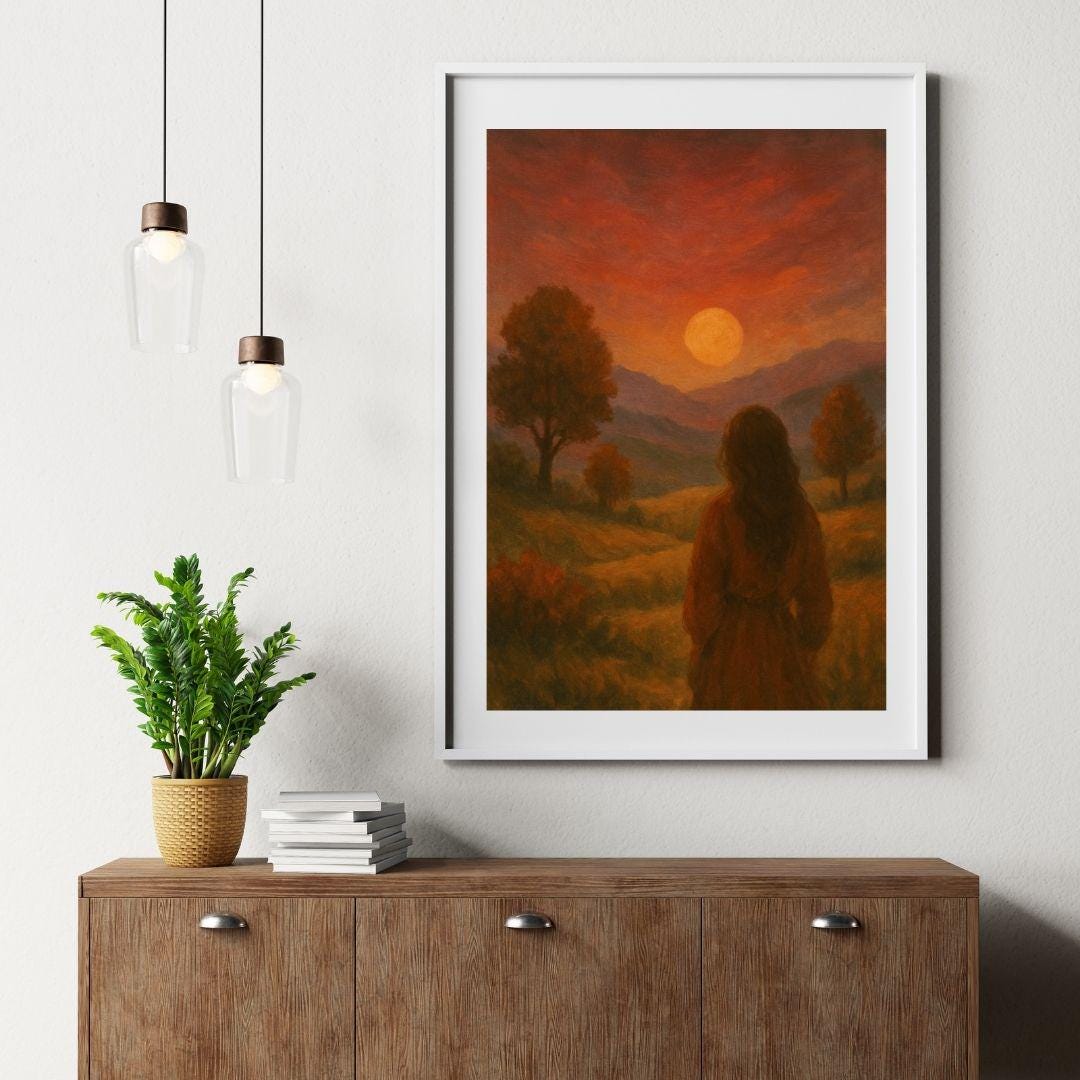 Warm Earth Landscape Wall Art – Painterly Nature Poster, Rustic Sunset ...