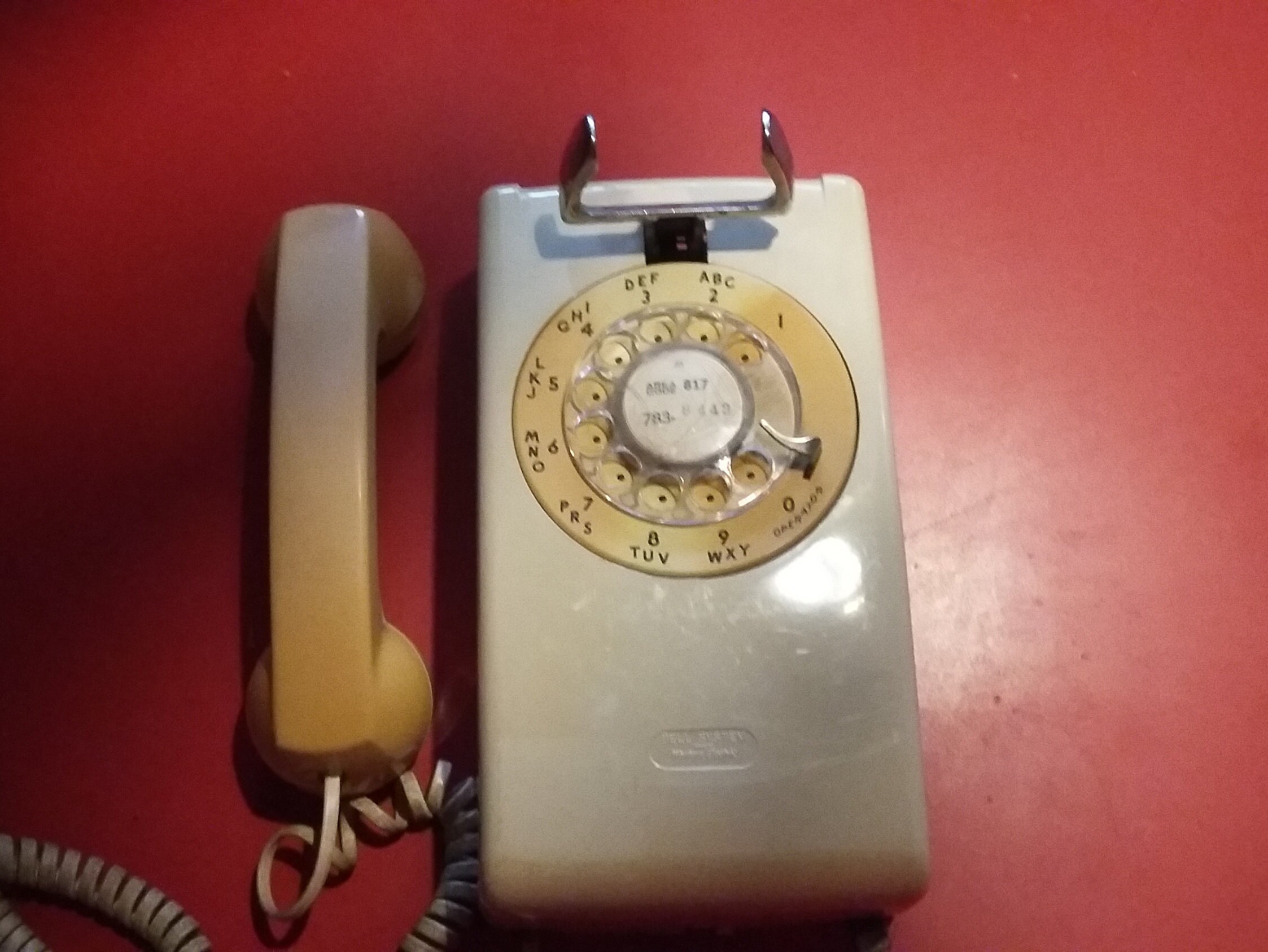 Vintage Southwestern Bell Tan or Beige Wall Rotary Phone, Mid-century ...