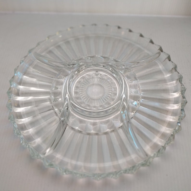 VINTAGE Clear Cut Glass Relish Tray, 4 Section Relish Tray, FREE ...