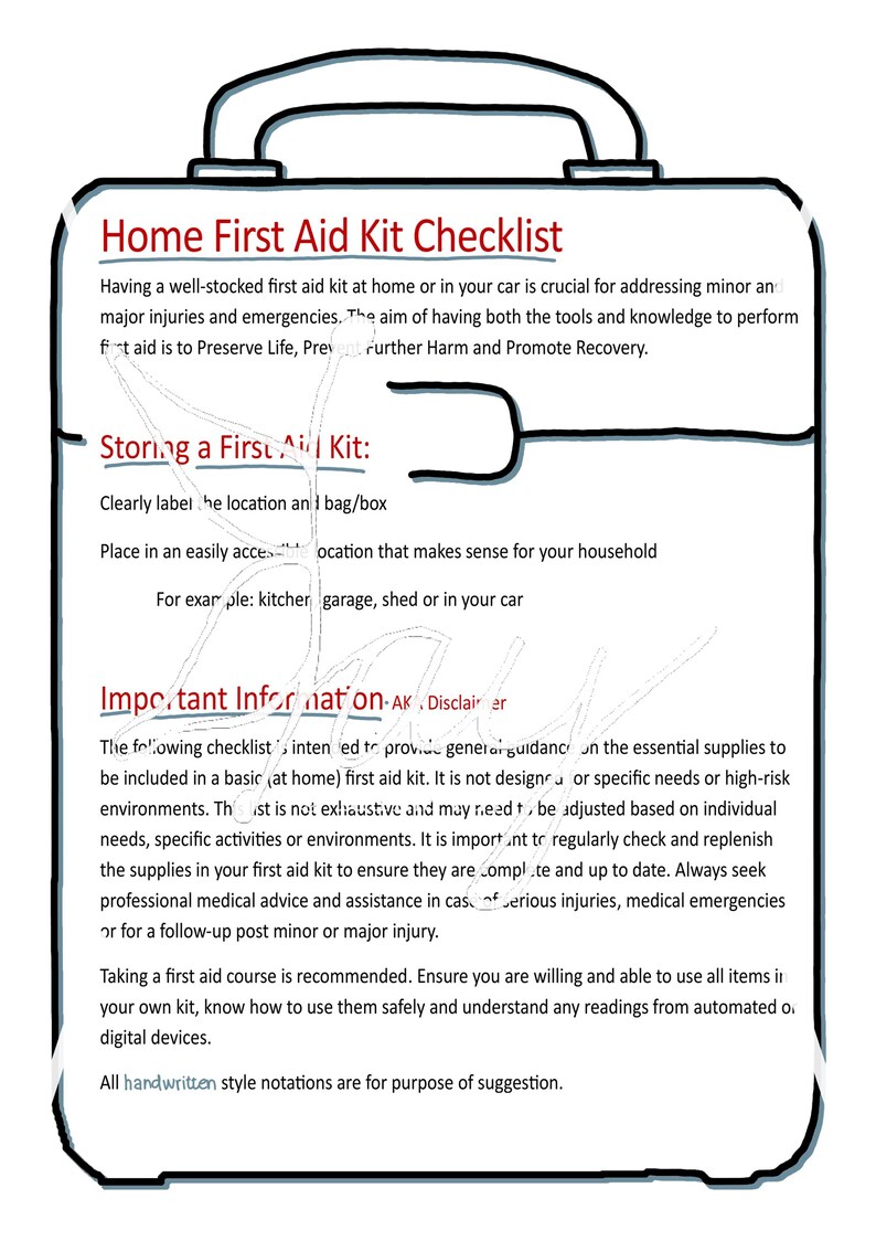 First Aid Kit Check *DIGITAL FILE DOWNLOAD* - Etsy
