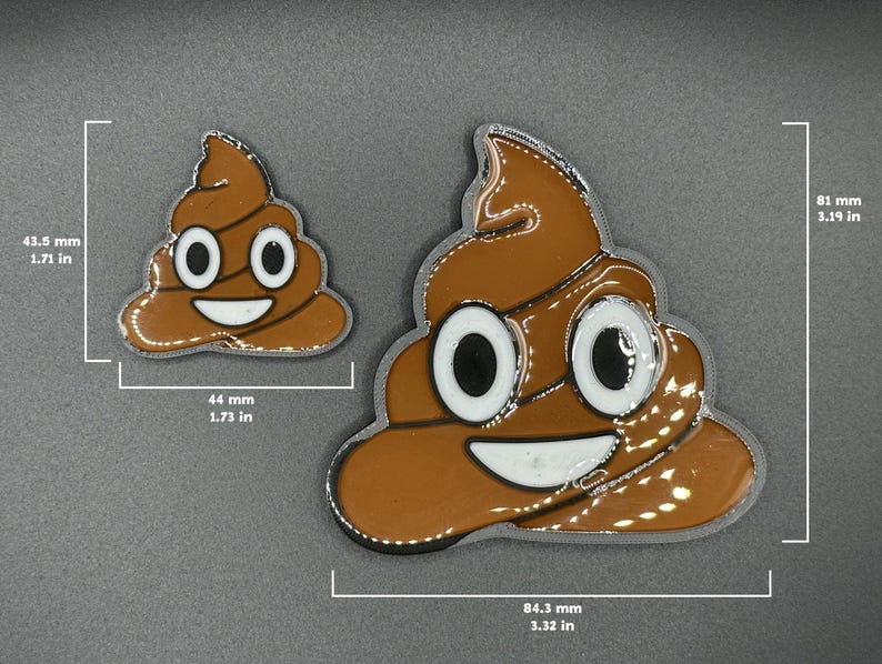 Funny Poop Emoji Coaster or Lapel Pin - Gag Gift, Hilarious Party Favor ...