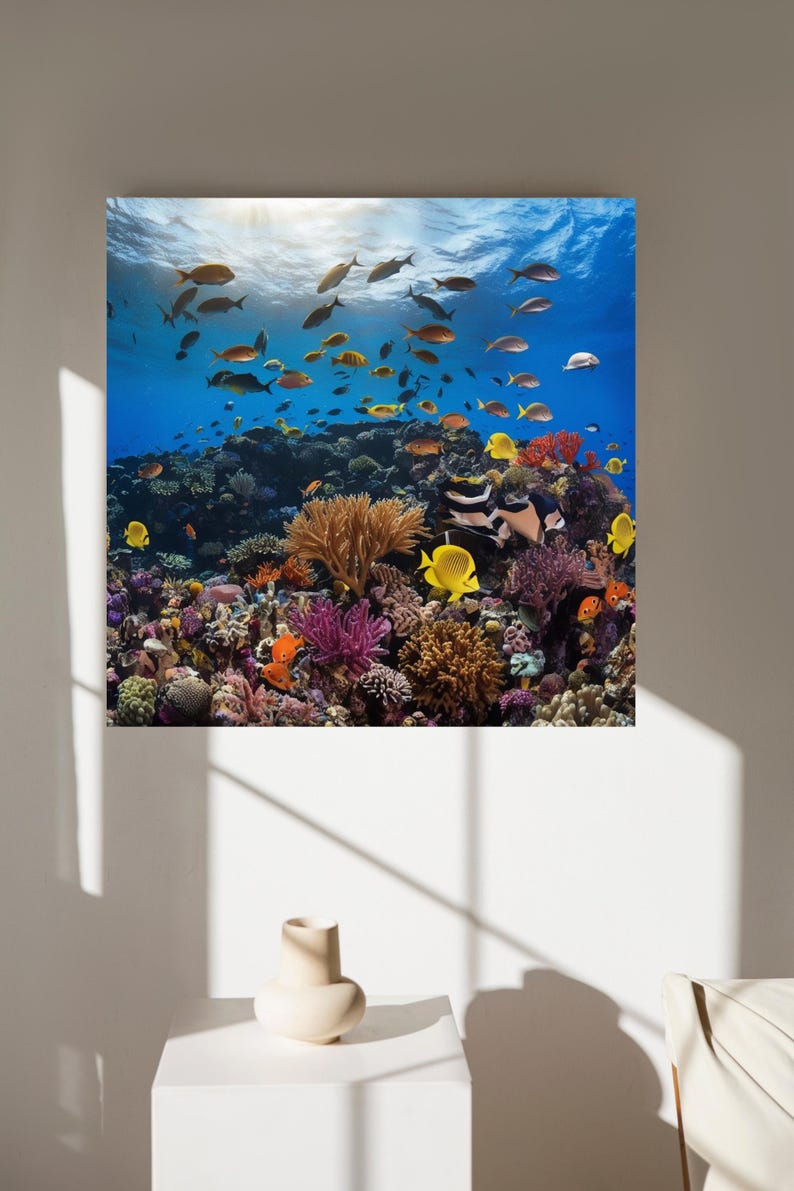 Underwater Lively Fish Digital Wall Art.bright and Colorful Picture ...