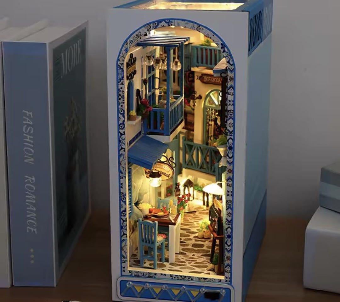 DIY Book Nook Kit "colmar Town" – Miniature 3D Wooden Shelf Insert With LED | Book Nook Fairy ...