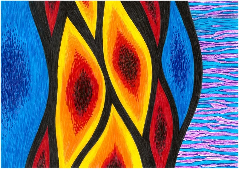 Fire and Water Hand Drawing Print 4676x3306 Pixel - Printable Art ...