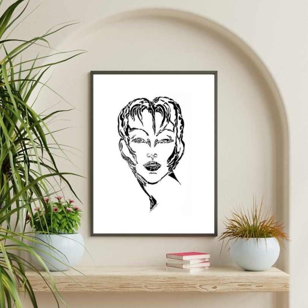Boudoir Woman Portrait Wall Art | Adult Line Art Face Print | Sensual ...