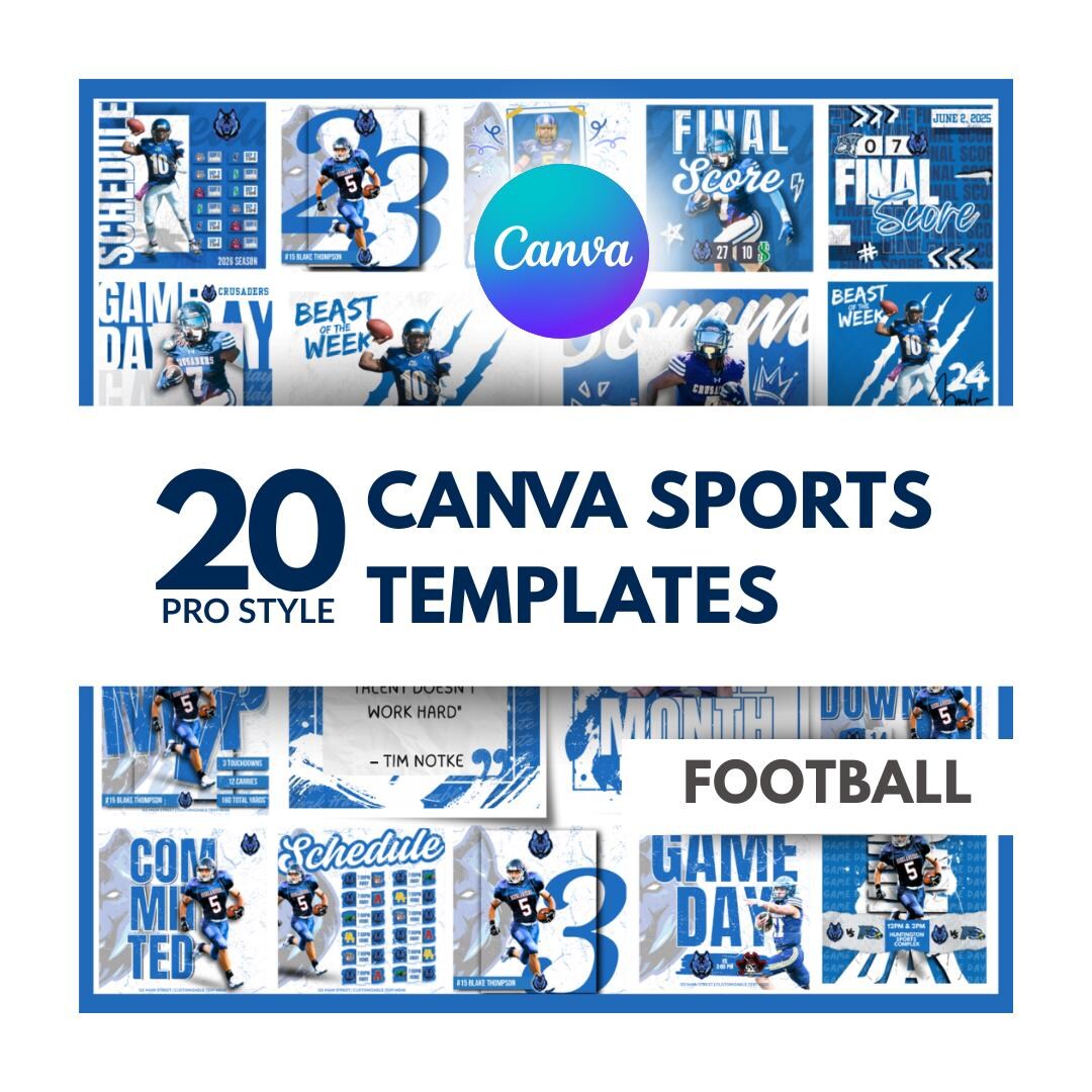 20 Football Templates | Canva Editable Sports Graphics | Instant ...
