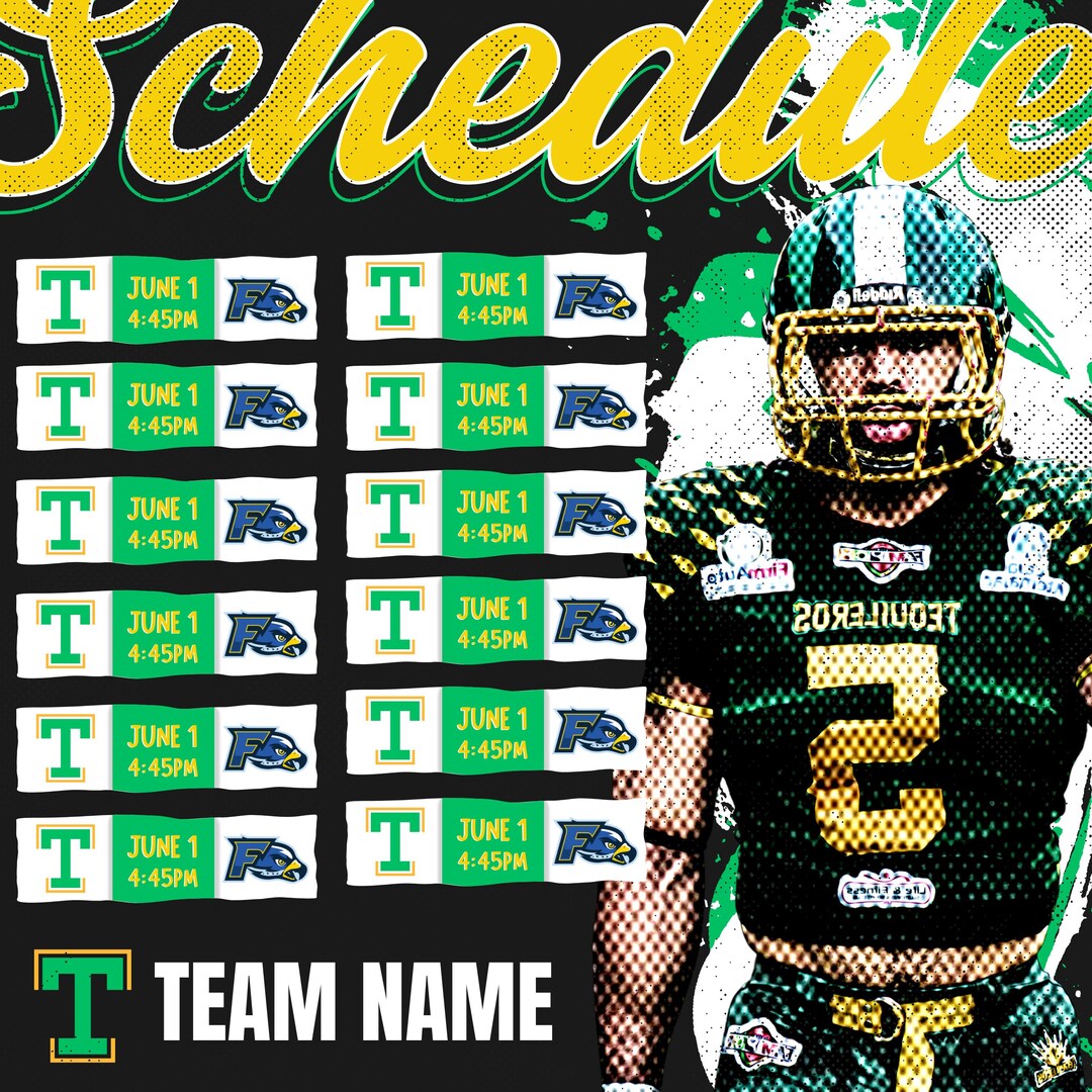 Sports Schedule Canva Template: Football, Basketball, Baseball ...