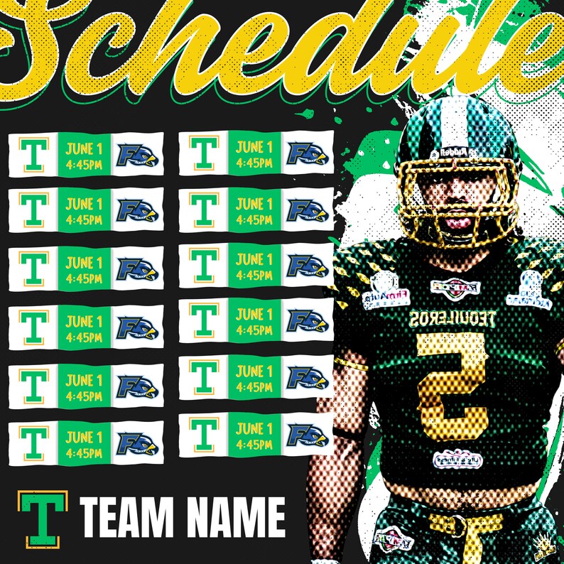 Sports Schedule Canva Template: Football, Basketball, Baseball ...