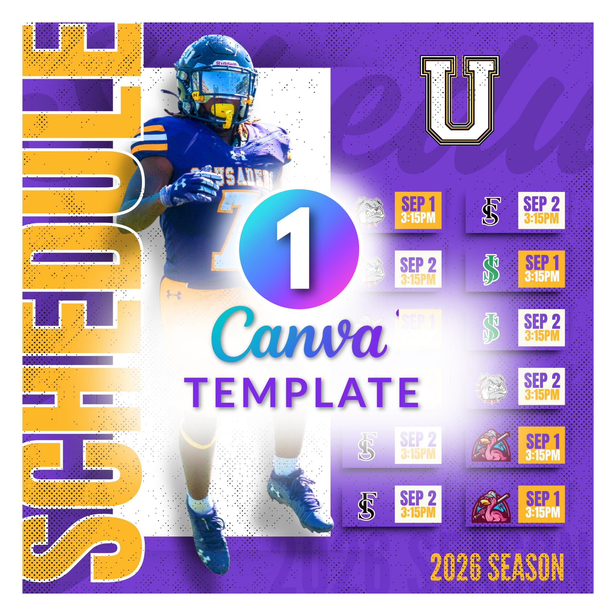 1 Editable Sports Schedule Template: Football, Basketball Team Graphic ...