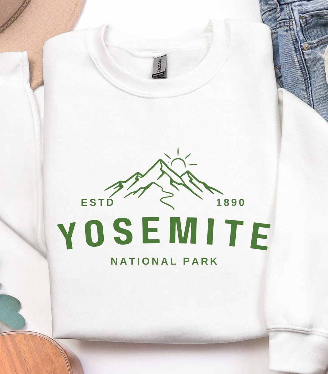 Yosemite Mountain Outline Crewneck Sweatshirt | National Park Logo - Etsy