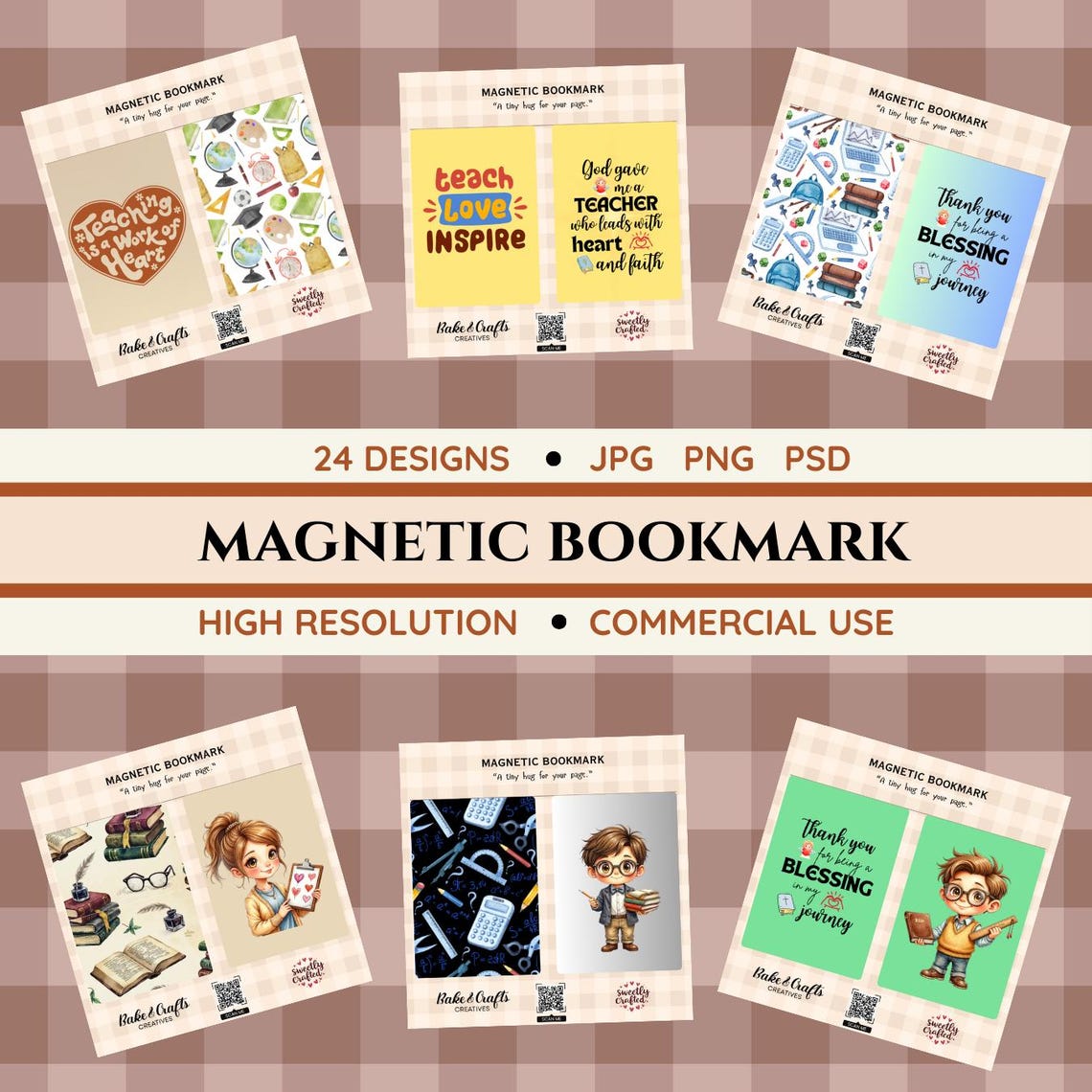 Printable Magnetic Bookmark Templates | DIY Teacher Gift | Ready-to ...