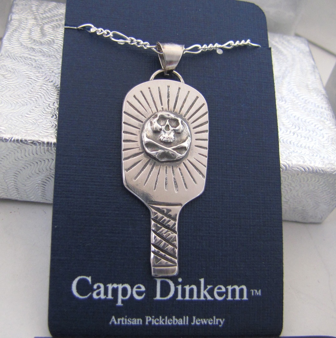 Pickleball Pirate Skull and Crossbones Sterling Silver Pickleball ...