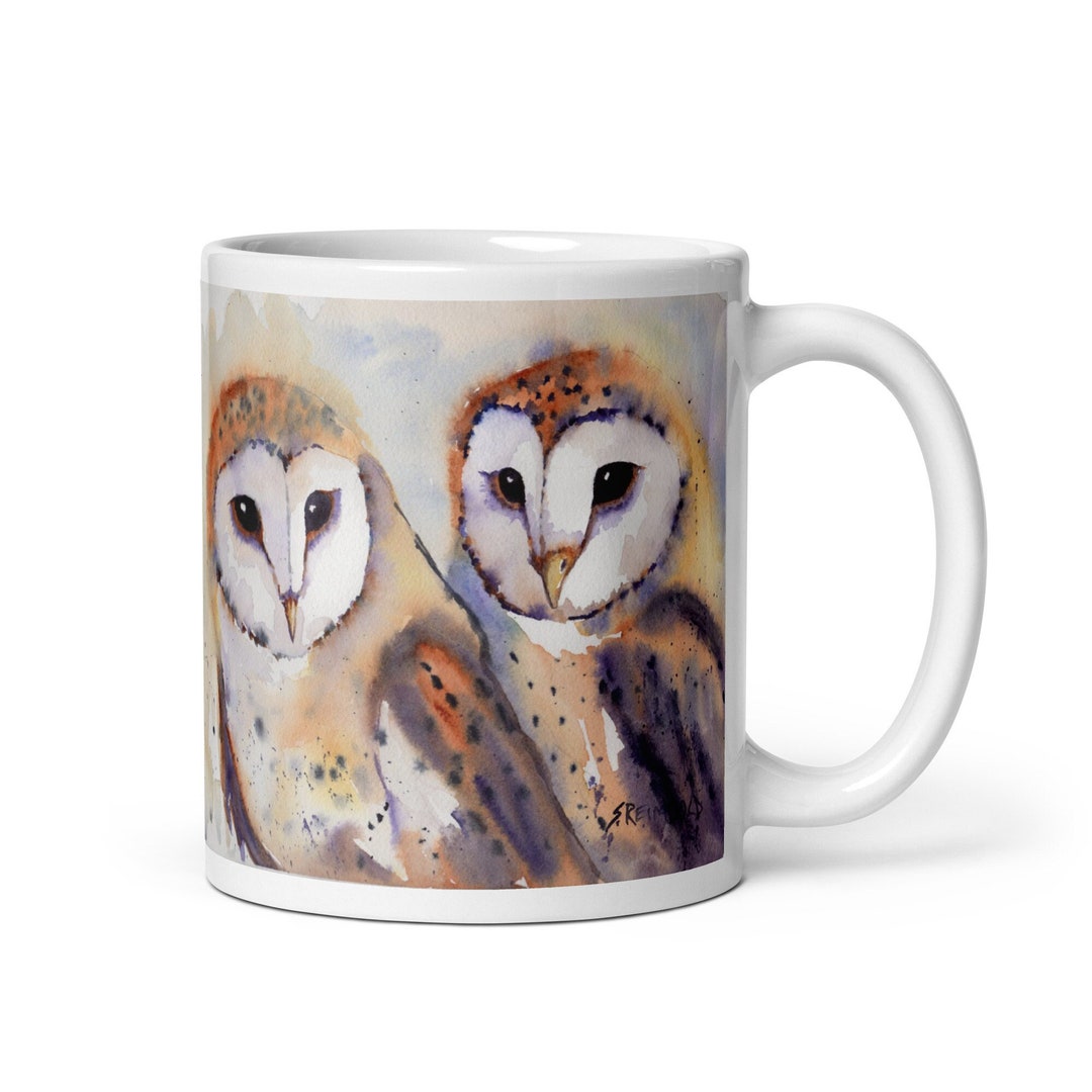 Barn Owls Original Art of Sue Reimbold on White Glossy Mug - Etsy