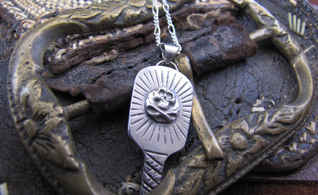 Pickleball Pirate Skull and Crossbones Sterling Silver Pickleball ...
