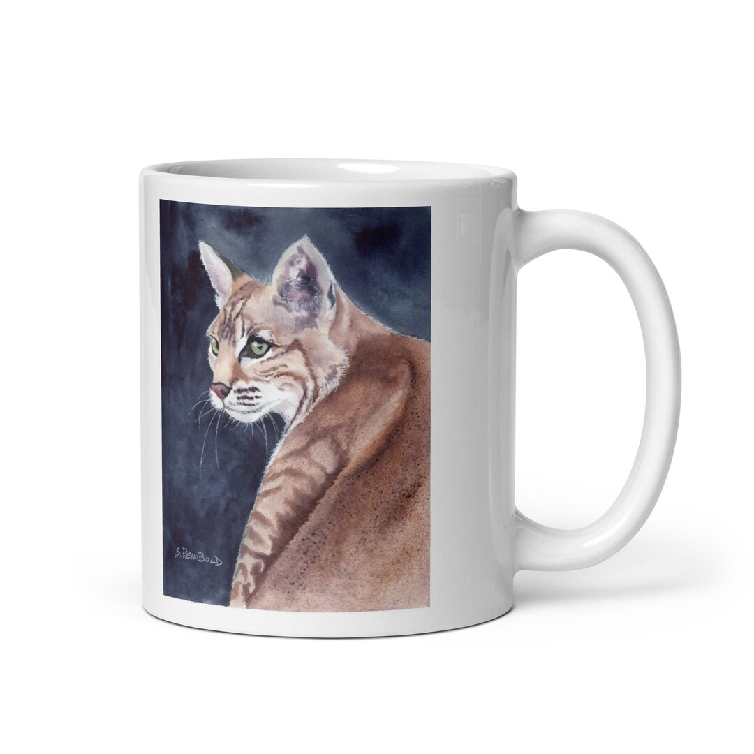 Bobcat Original Sue Reimbold Watercolor on White 11 Ounce Glossy Mug - Etsy