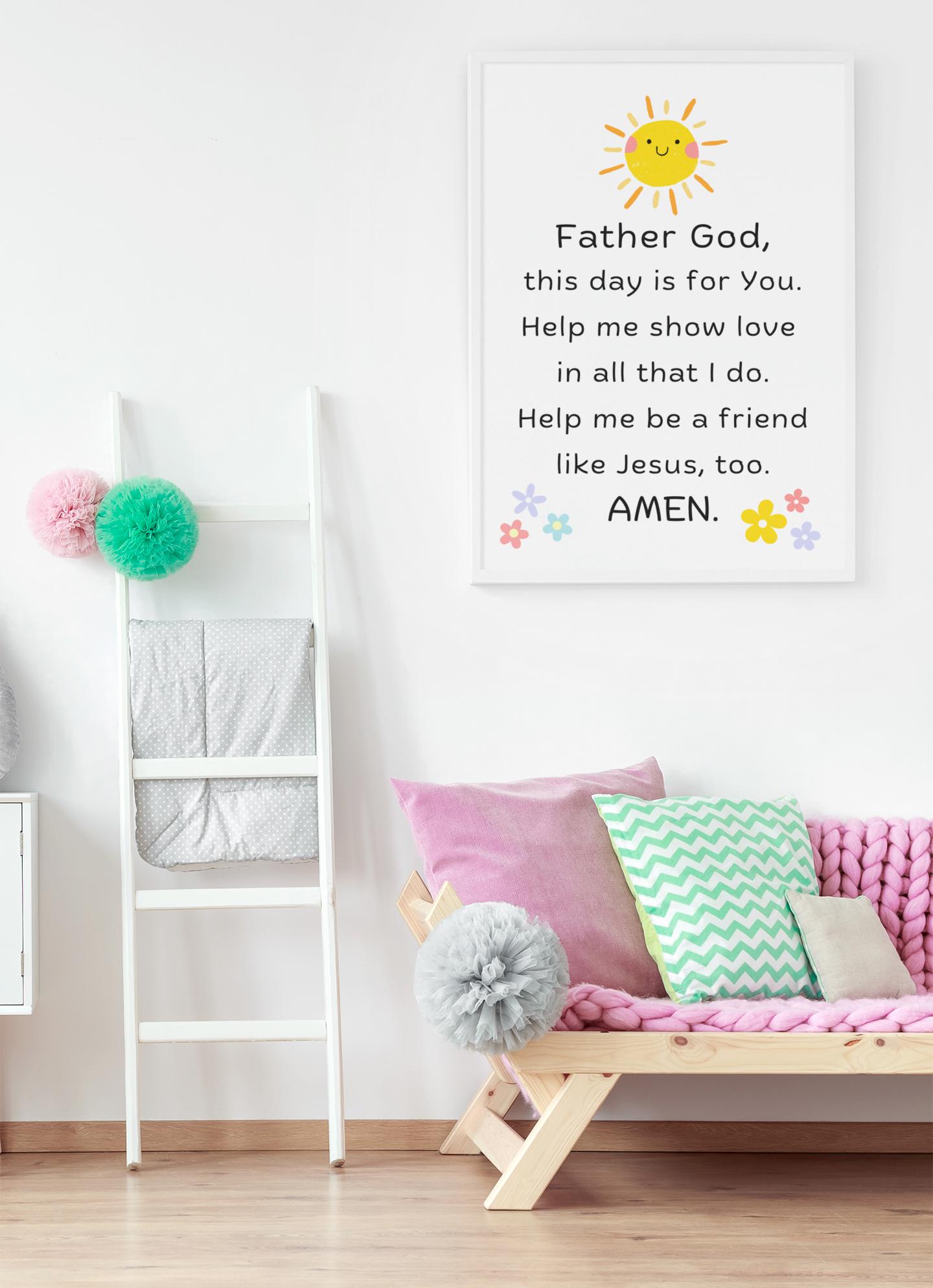 Sunshine Children's Prayer Printable: Rhyming Christian Poem (digital ...