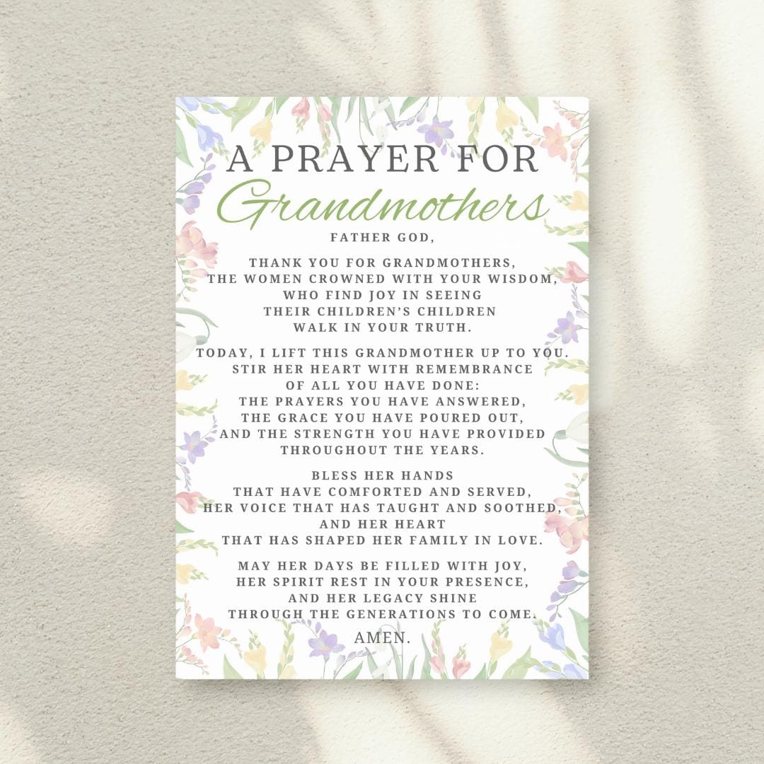 Grandmother Prayer Printable | Christian Wall Art for Grandma | Mother ...