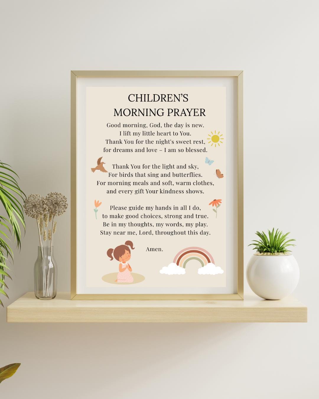Children’s Morning Prayer Printable | Little Girl Illustration ...