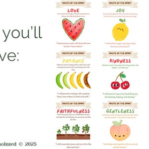 Fruits of the Spirit Poster Set for Kids | Christian Wall Art Printable ...