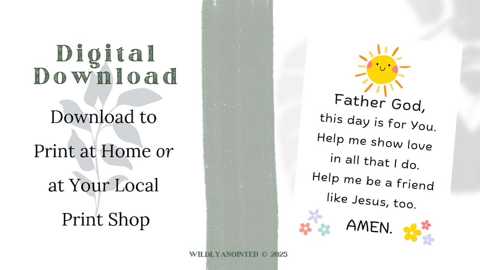 Sunshine Children's Prayer Printable: Rhyming Christian Poem (digital ...