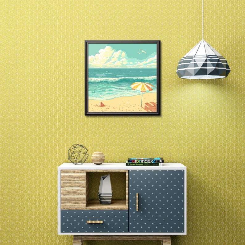 Summer Pixel Art Wall Art Bundle – 4 Retro Beach & Vacation Prints ...