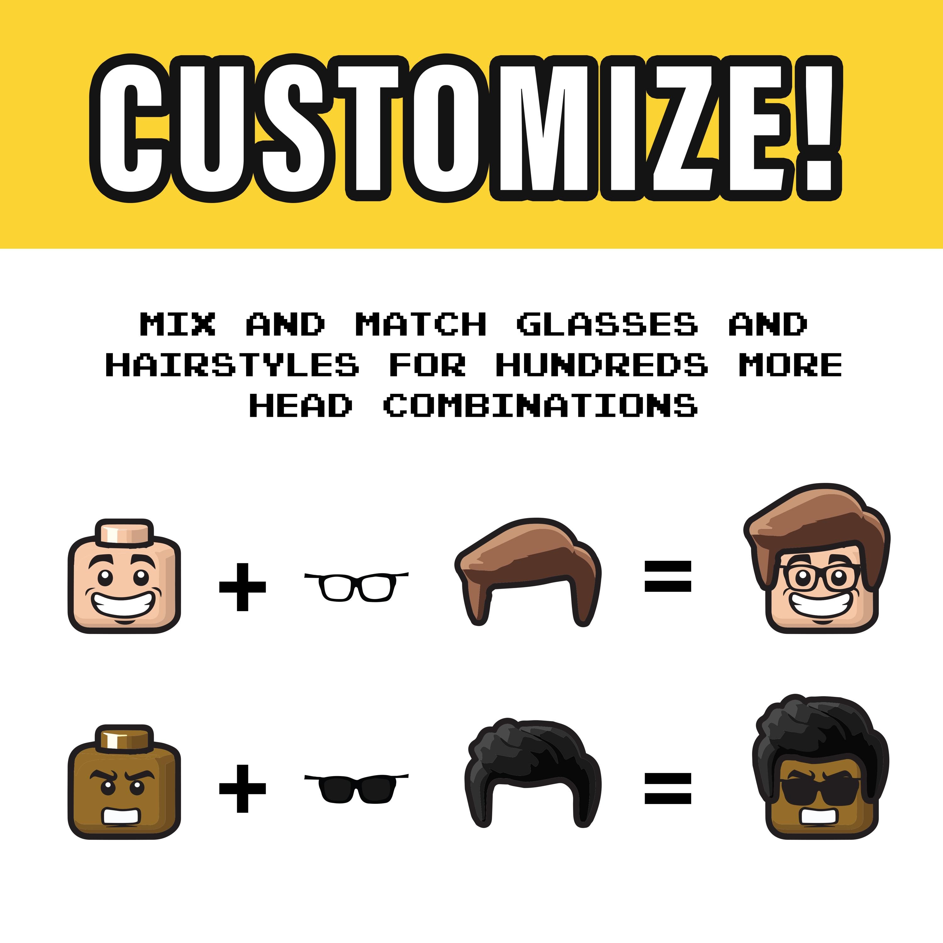 Brick Character Heads SVG Bundle: 900+ Clipart Faces, Hair, Skin Tones ...