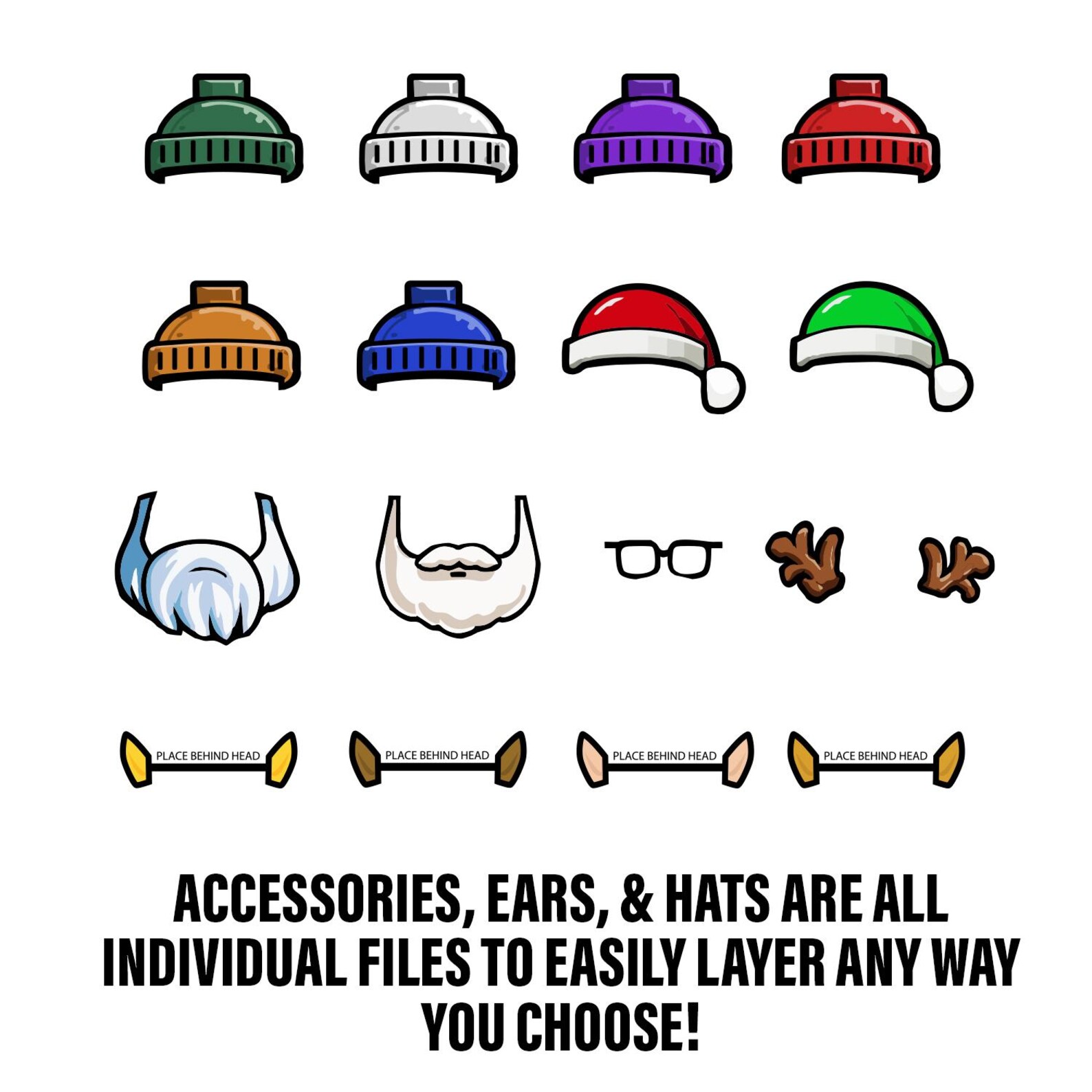 Christmas Brick Character Heads SVG Bundle | Holiday Faces, Elf Ears ...