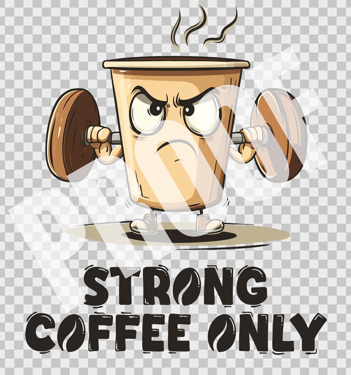 Funny Coffee Lifting Weights PNG: Strong Coffee Only Clipart - Etsy