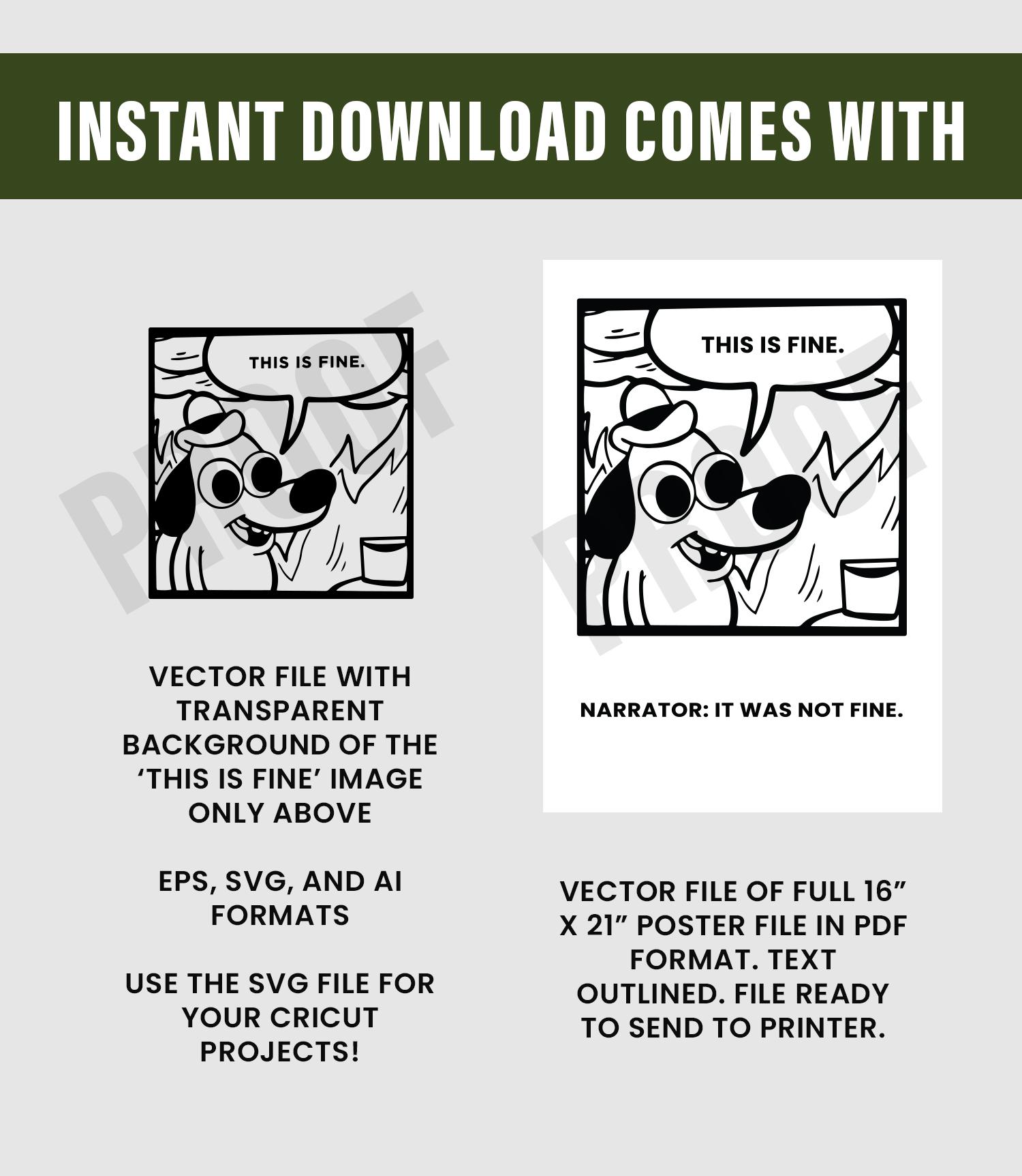 This is Fine Dog Meme Poster | Minimal Wall Art | Cricut Project File ...