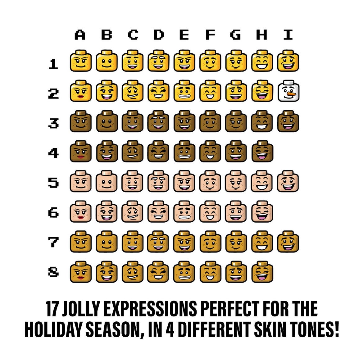 Christmas Brick Character Heads SVG Bundle | Holiday Faces, Elf Ears ...