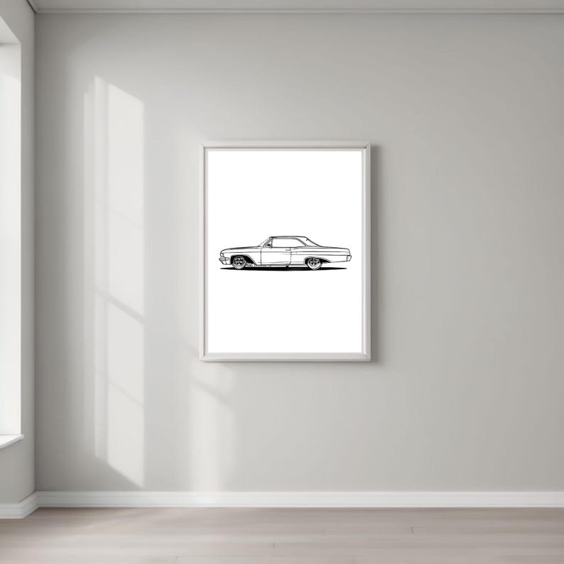 Lowrider Clipart PNG Bundle – 3 Black Outline Car Graphics | Urban ...