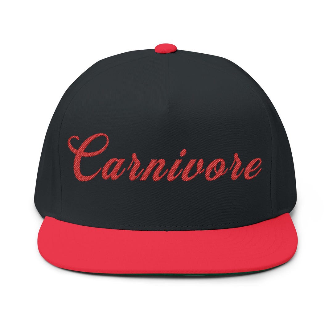 CARNIVORE Embroidered Flat Bill Cap | Cool Meat Lovers Hat, Grillers ...