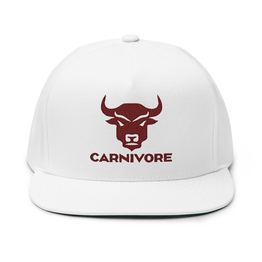 CARNIVORE Crimson Embroidered Flat Bill Cap | Meat Lovers Hat, Grillers ...